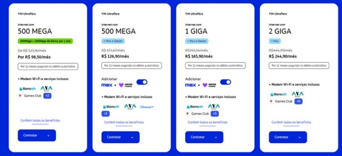 TIM lança oferta de internet com 500 Mega por menos de R$ 100/mês